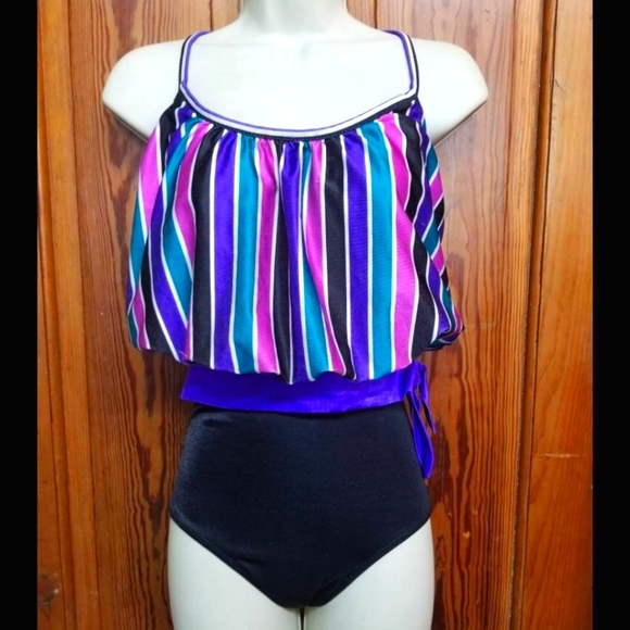 Avon | Swim | Rainbow Striped Swimsuit Retro One Piece Bodysuit Swimsuit Avon Vintage 8s Sexy ...